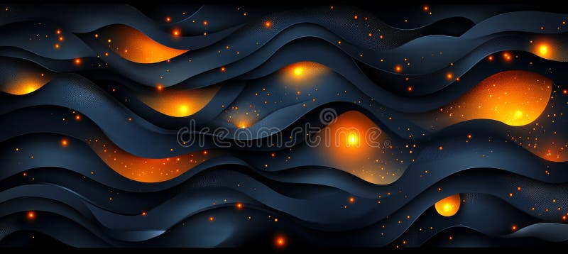 Abstract Background with Gold Metallic Waves, Smooth Shapes with Bright ...