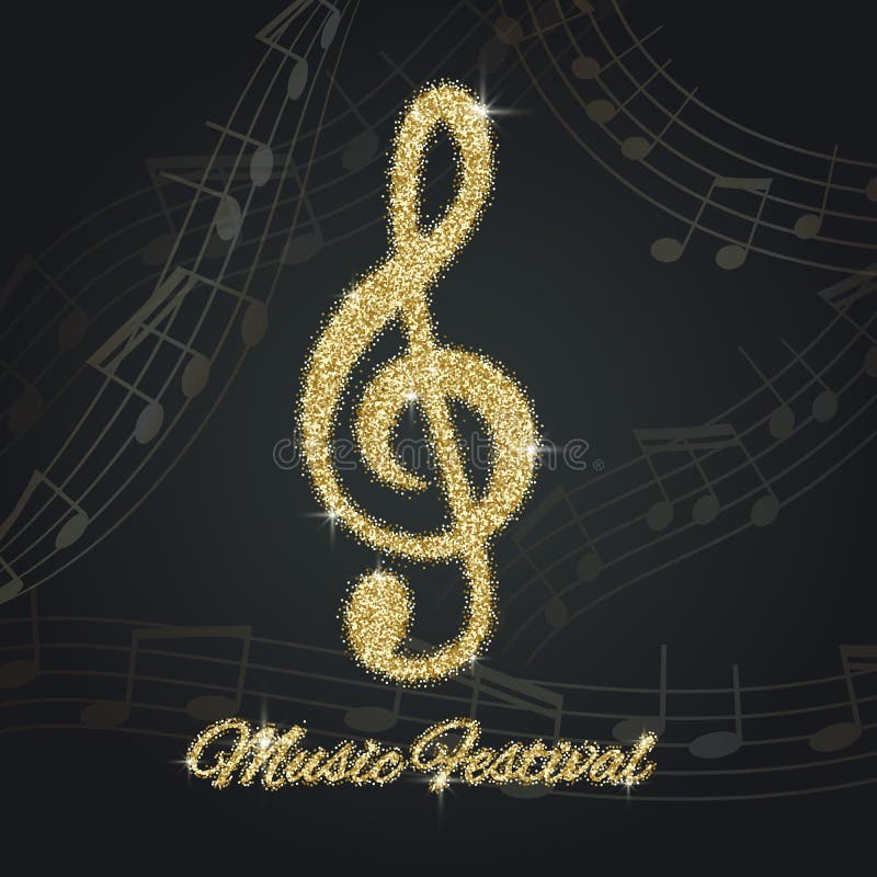 Abstract Background with Gold Music Notes and a Treble Clef Stock ...