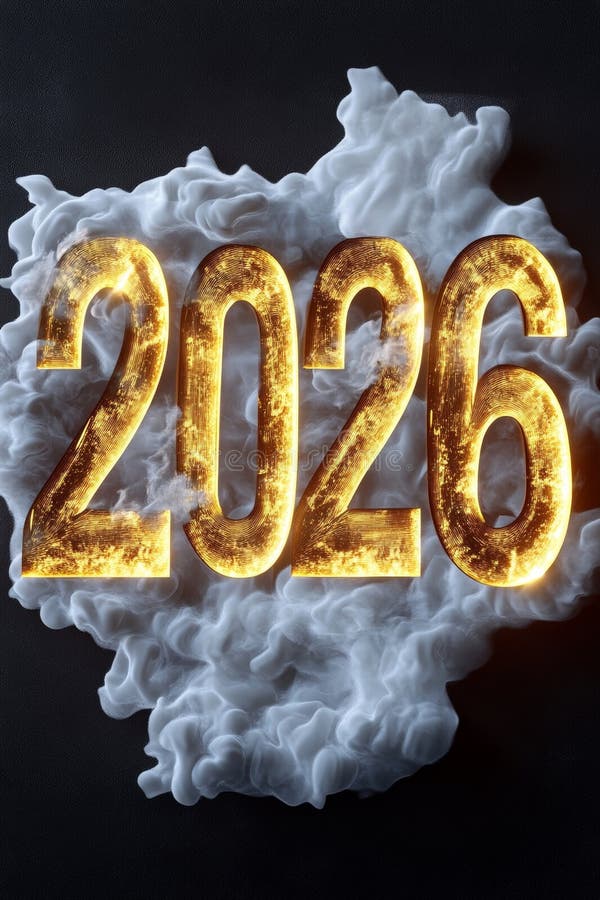 Abstract Background with Gold Number 2026 on White Cloud, Celebration ...