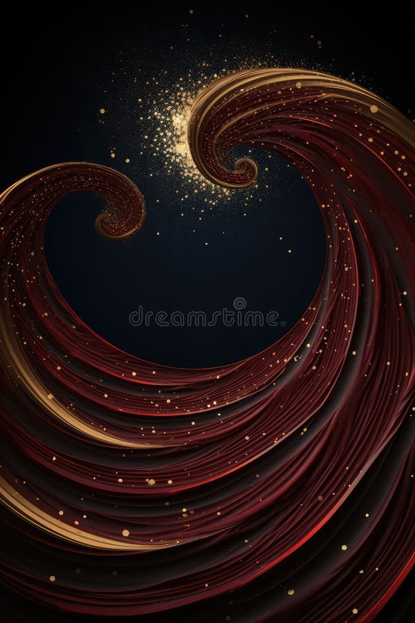 An Abstract Background with Gold and Red Swirls Stock Illustration ...