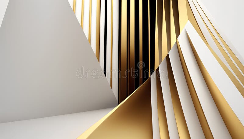 Abstract Background with Gold and White Stripes. 3d Render Illustration ...