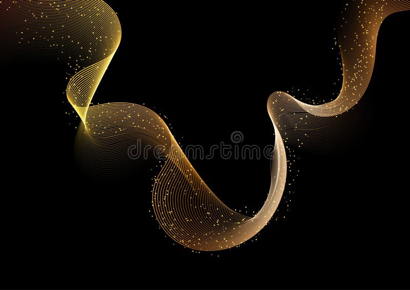 Abstract Background with Golden Flowing Waves Stock Vector ...
