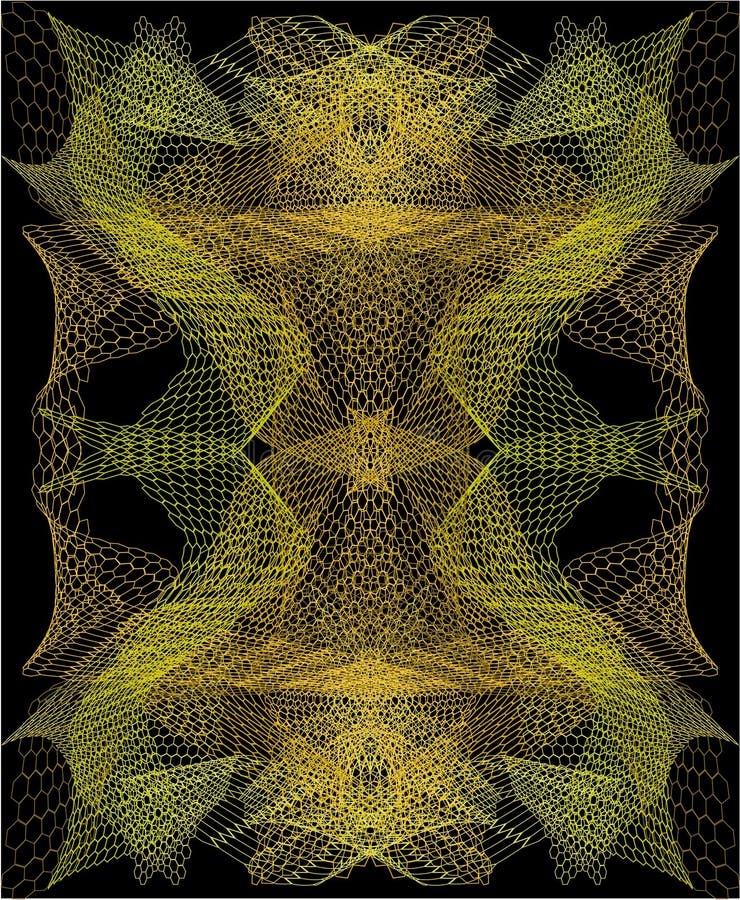 Golden Grid Seamless Decorative Tile on Black Background, Simple ...