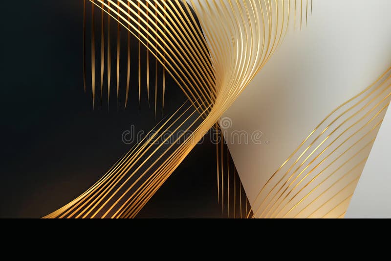 Abstract Background with Golden Lines. 3d Render. Minimal Design ...