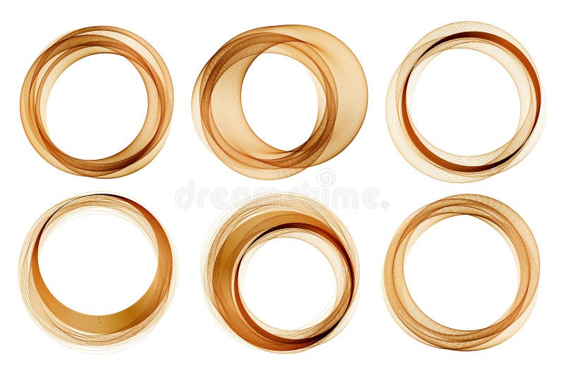 Abstract Background, Golden Lines Waves, Smooth Round Wave on a White ...