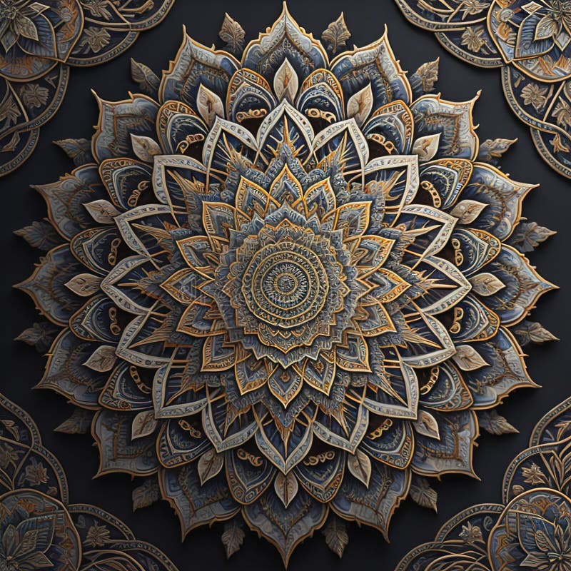 Abstract Background with Golden Mandala. Computer Generated Graphics ...