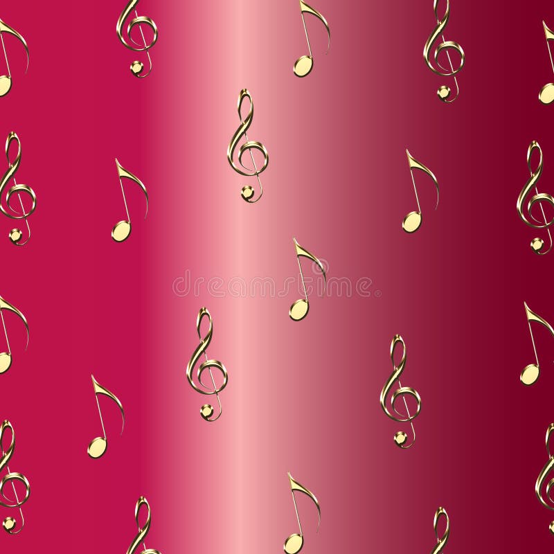 Abstract Red Background with Golden Musical Notes Illustration Stock ...
