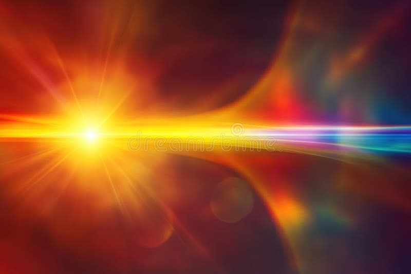 Abstract Background with Golden Ray and Holographic Rainbow Flare ...