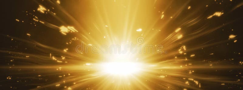 Abstract Background of Golden Rays of Light Shining in the Night Sky ...