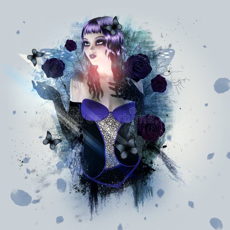 Abstract Background with Gothic Girl Stock Illustration - Illustration ...