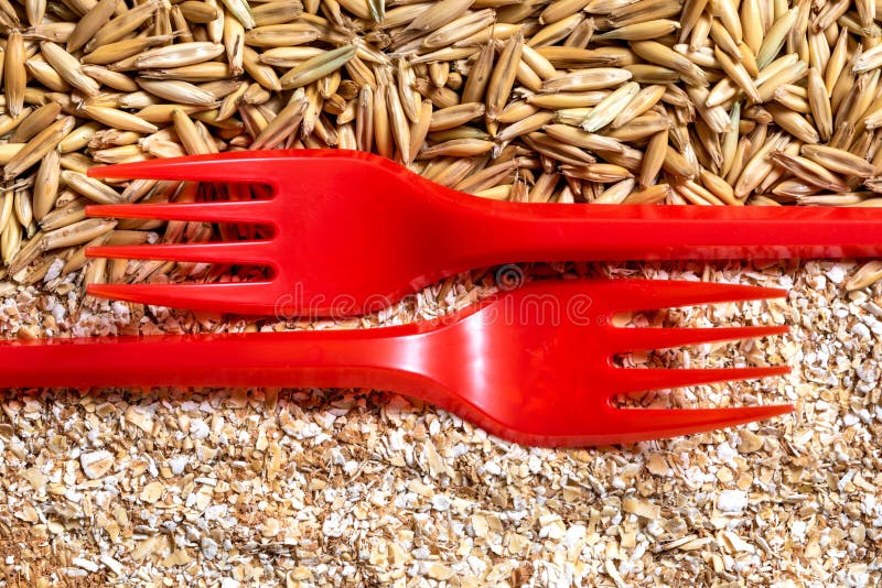 Abstract Background of Grains and Flakes with Two Red Fork. Space for ...