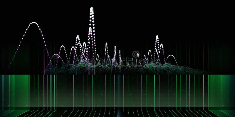 Abstract Background Graph Wavy Grid with Spheres and Blurred Lines ...