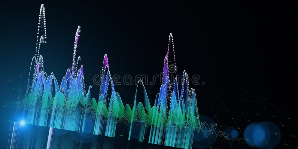 Abstract Background Graph Wavy Grid with Spheres with Light. Technology ...