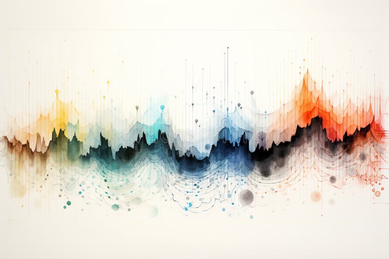 Abstract Background of Graphic Sound Waves in Watercolor Style ...