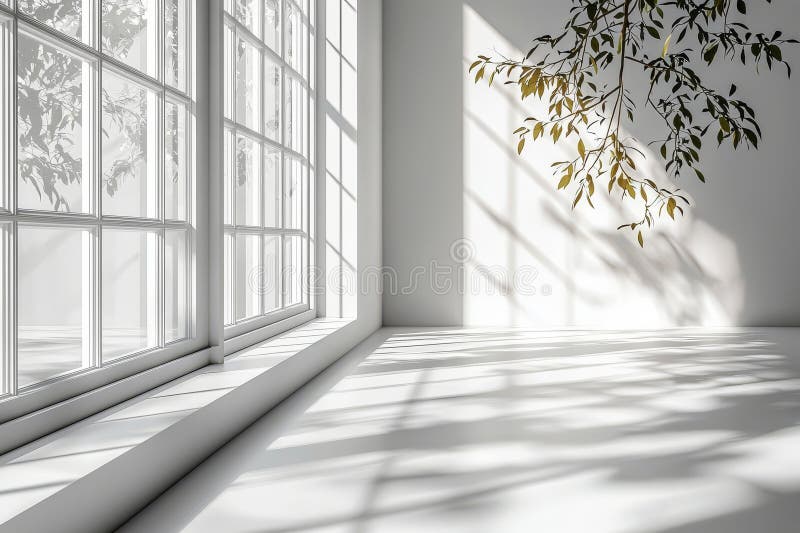 Abstract Background with Gray Shadow and Light Blur on a White Wall ...