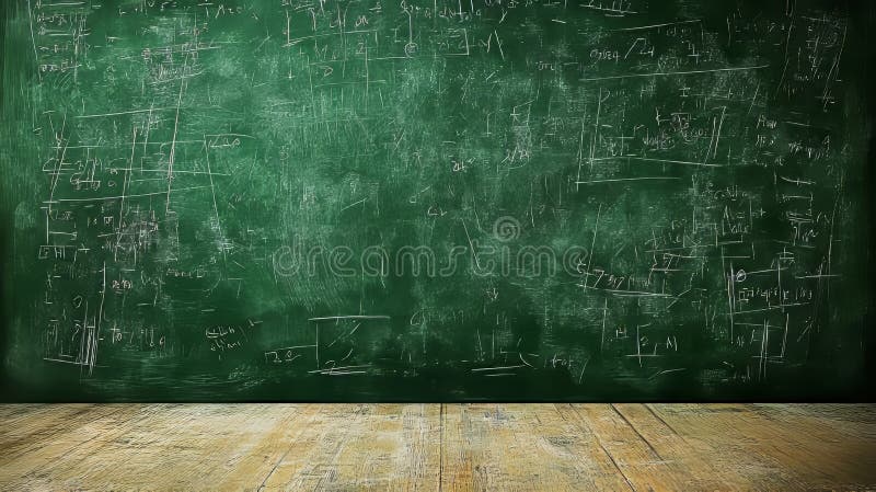 Abstract Background of a Green Chalkboard with White Mathematical ...