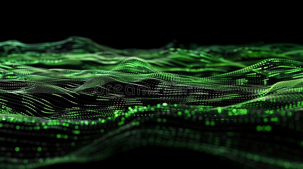 Green Data Stream Abstract Background, Cyber Wave, Technology Pattern ...