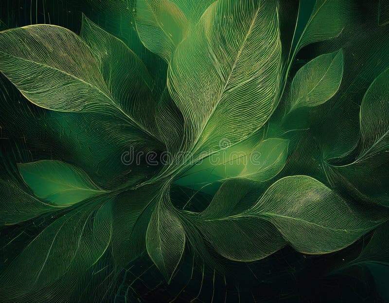 Abstract Background with Green Leaf Textures Layered Transparency ...