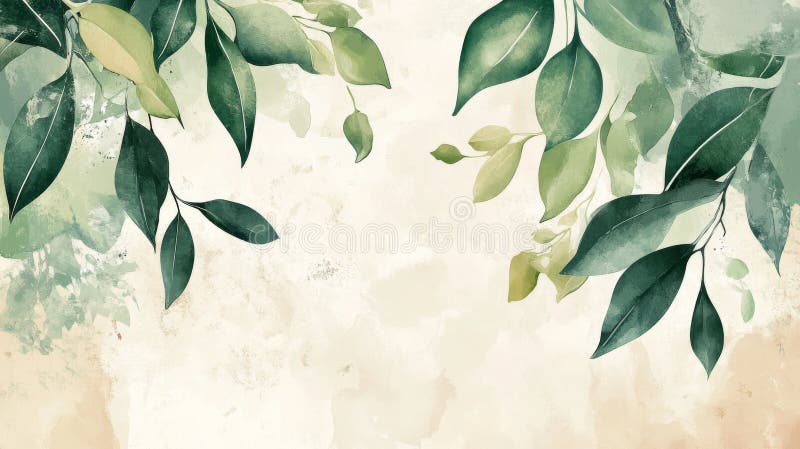 Abstract Background with Green Leaves in Retro Style. Generative AI ...