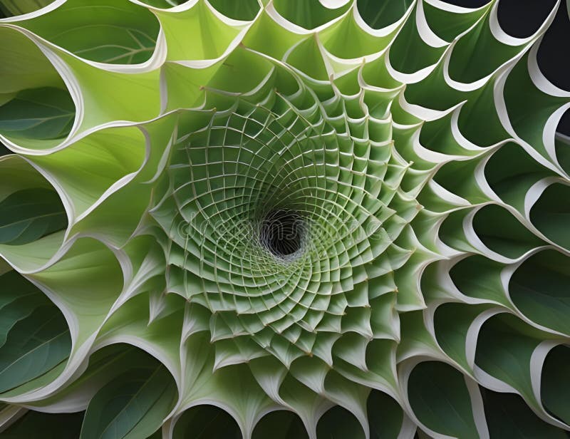 Abstract Background of Green Leaves in a Spiral Shape. Generative Ai ...