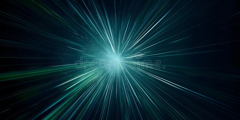 Abstract Background with of Green Light Beams Radiating Outward ...