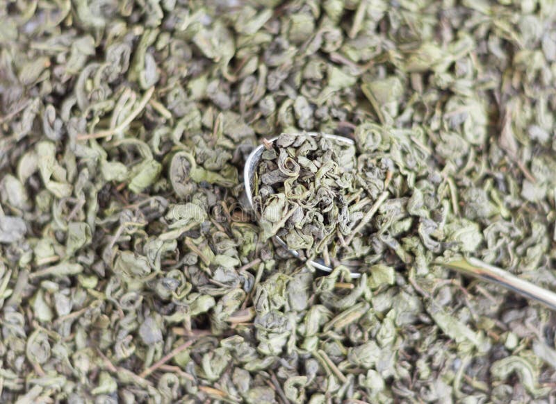 Abstract Background of Green Tea Leaves,tea on a Spoon Stock Photo ...