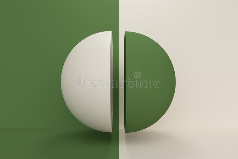 Abstract Background with Green and White Half Ball. 3d Rendering Stock ...
