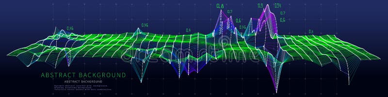 Abstract Background with Grid and Data on Dark Blue. Big Data ...