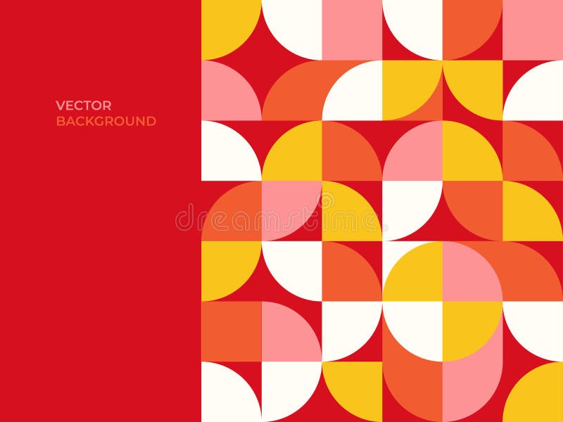 Abstract Background with Half Circle Square Line Dot Wave Geometric Textures, Memphis Style ...