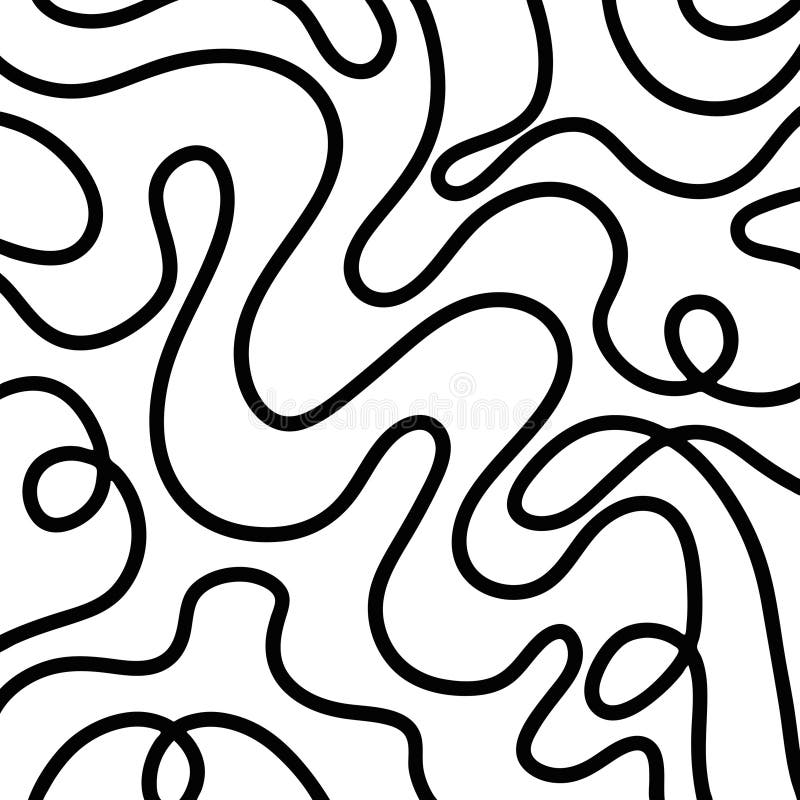 Abstract Background with Hand Drawn Squiggle Background Black on White ...