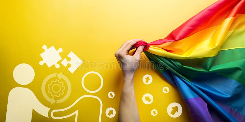 Abstract Background. Hands Holding Rainbow Flags Concept of Acceptance ...