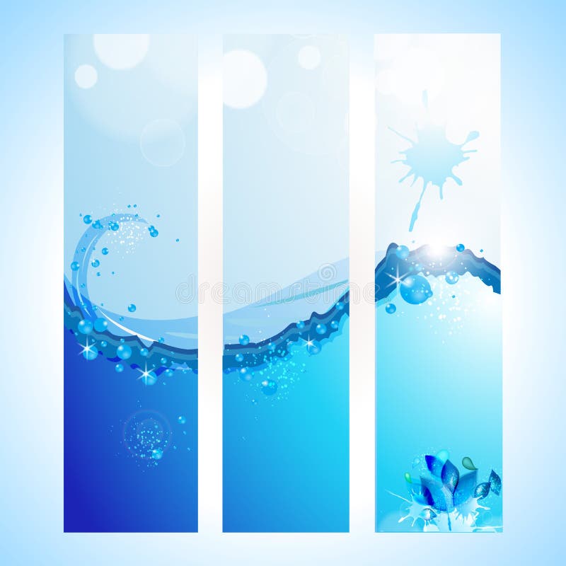 Abstract Water Headers with Splash Stock Vector - Illustration of ...