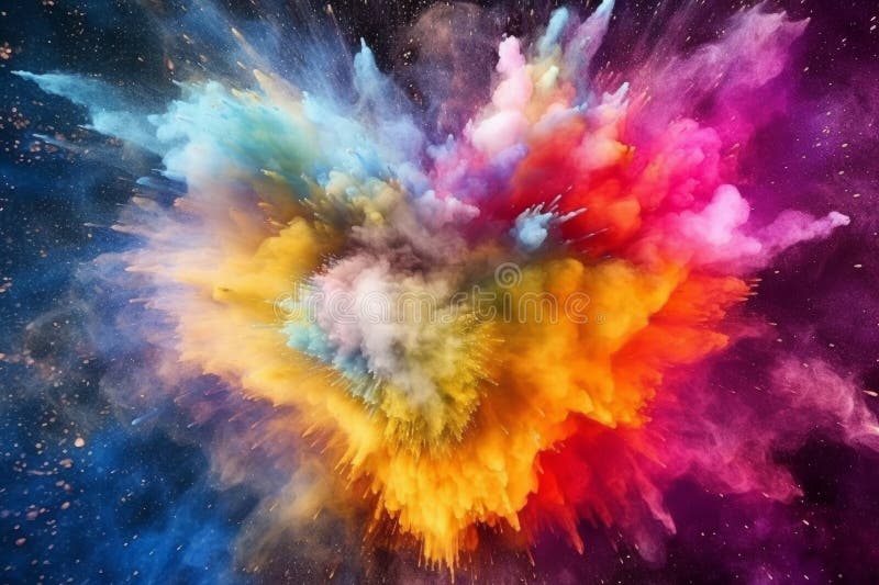 Abstract Background with Heart in Rainbow Colors, Rainbow Explosion ...