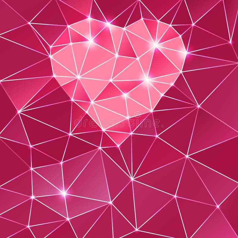 Background with Heart and Triangle Polygons. Stock Illustration ...