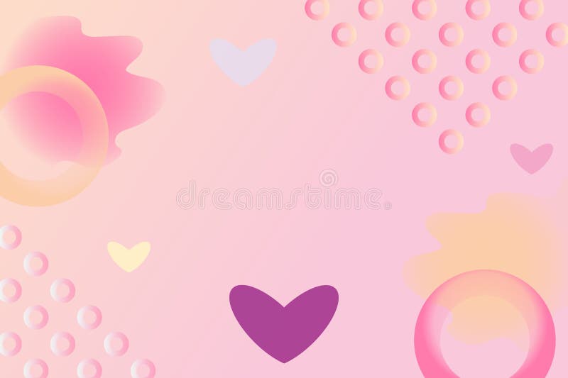 Abstract Background with Hearts and Circles in Pastel Colors ...