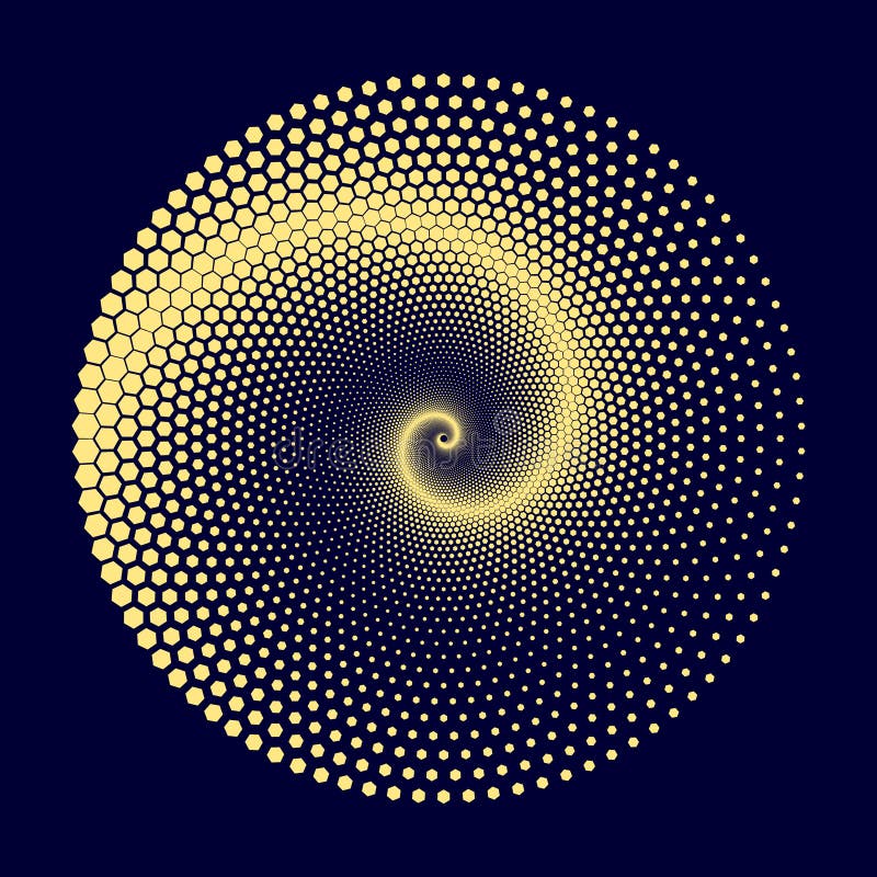 Abstract Background with Hexagon in Circle. Halftone Spiral Geometry ...