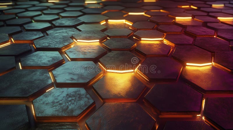Abstract Background Hexagon Pattern with Glowing Lights Stock Photo ...