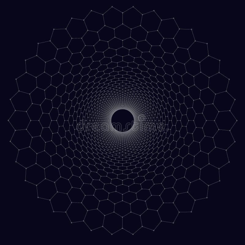 Abstract Background Hexagonal Grid Tube on Dark. Technology Concept ...