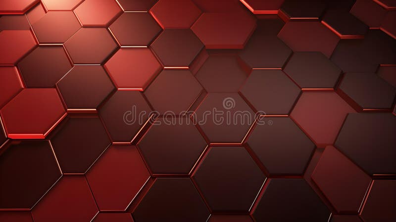 Abstract Background of Hexagonal Shapes in Ruby Colors. Geometric 3D ...