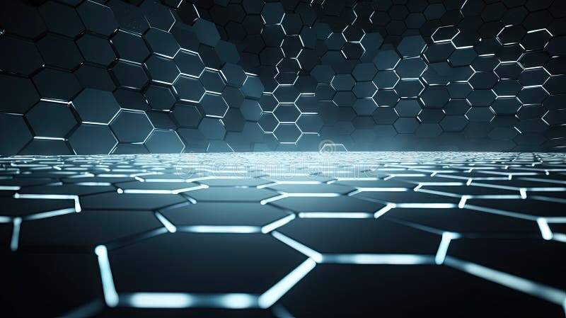 Abstract Background With Hexagonal Tiles Tech Styled Hex Pattern Generated Ai Stock