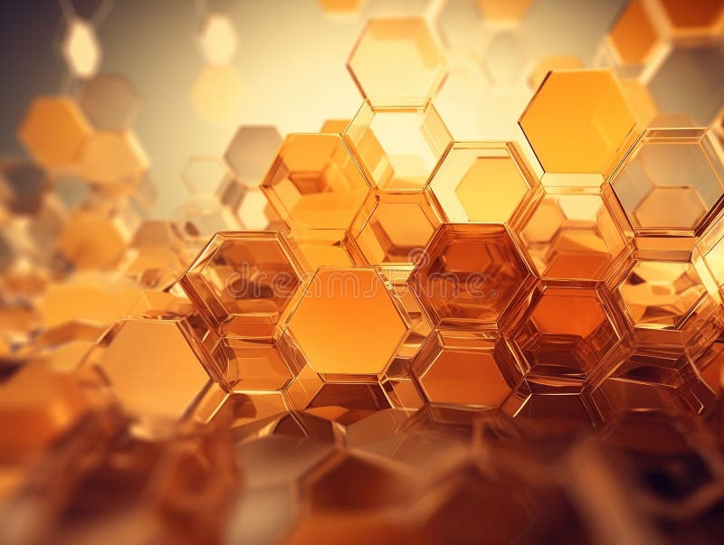 Abstract Background of Hexagonal Translucent Orange Shapes Stock ...