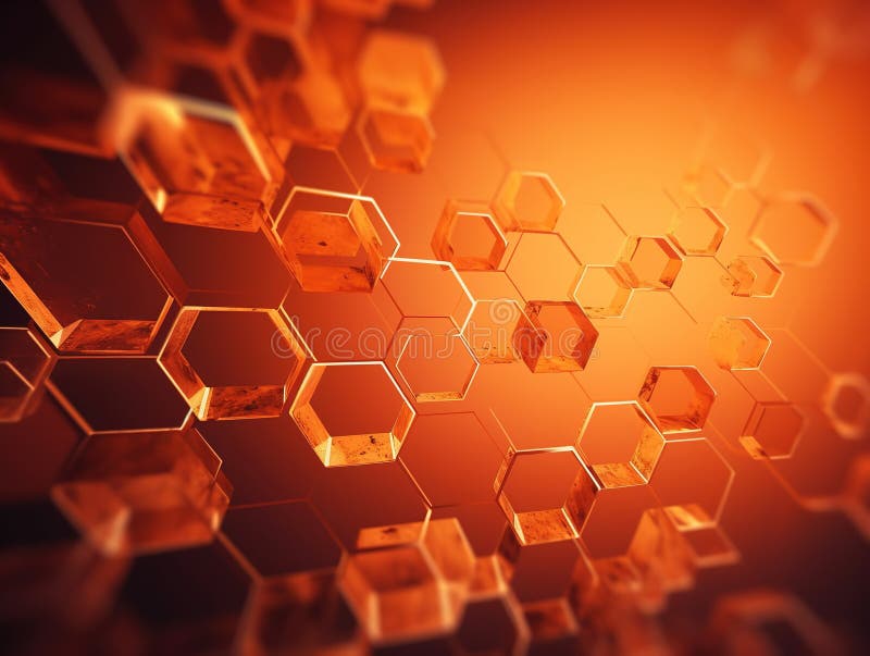 Abstract Background of Hexagonal Translucent Orange Shapes Stock ...