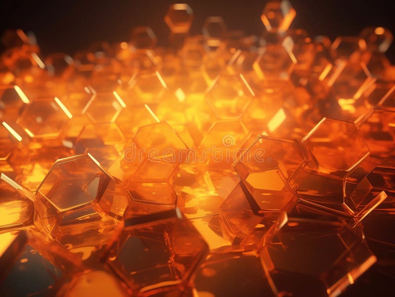 Abstract Background of Hexagonal Translucent Orange Shapes Stock ...