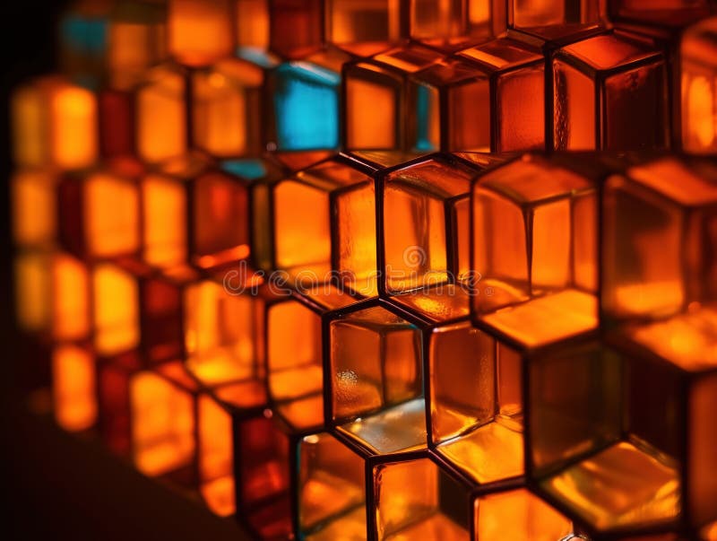 Abstract Background of Hexagonal Translucent Orange Shapes Stock ...