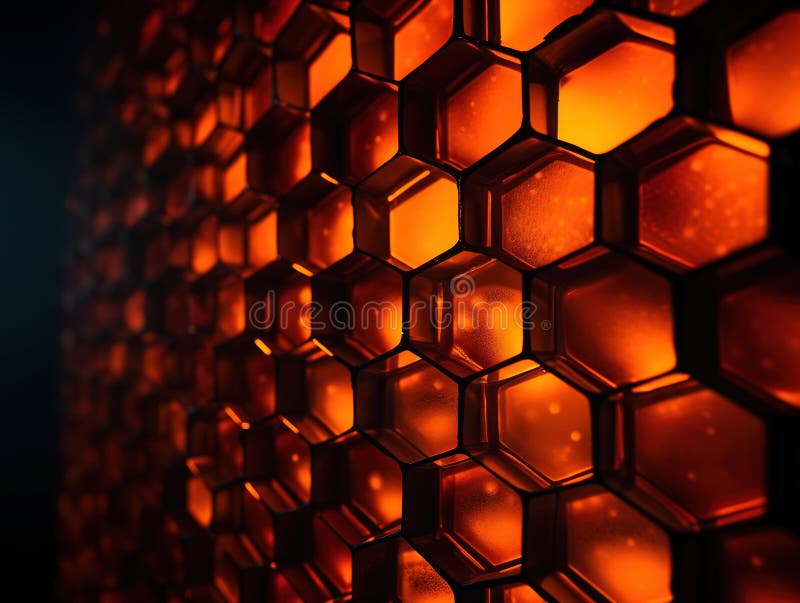 Abstract Background of Hexagonal Translucent Orange Shapes Stock ...