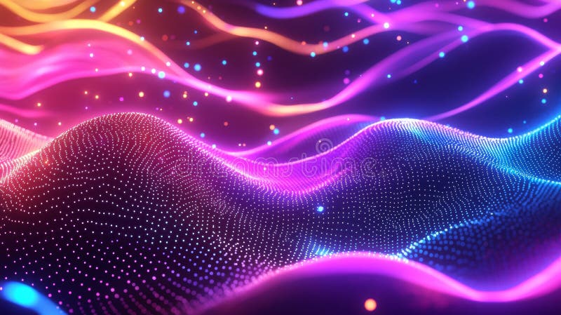 The Abstract Background Highlights Flowing Particles and Gradient Dots ...