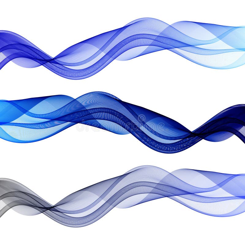 Abstract Background of Horizontal Transparent Blue Waves, Smooth Lines ...