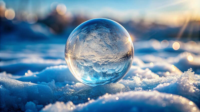 Abstract Background an Ice Sphere on an Icy Surface AI-Created Content ...