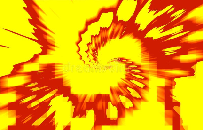 Red Spiral Destructive Pixels on a Yellow Background. Stock ...
