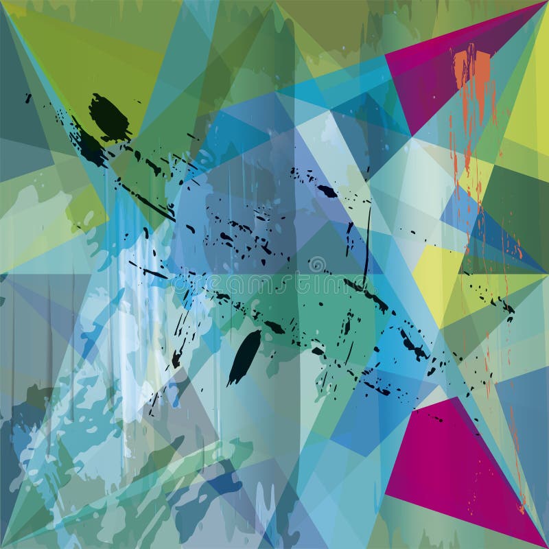 Abstract Background Illustration, with Triangles, Lines, Paint Strokes ...